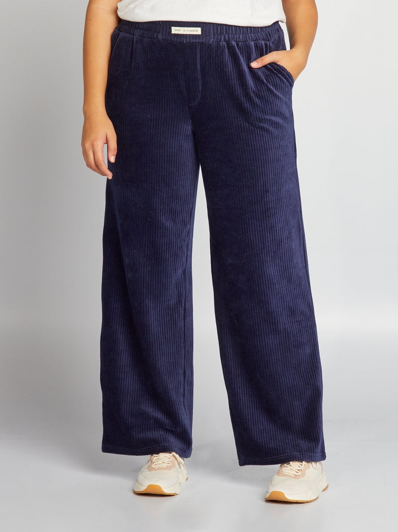 Joggingbroek van velours - BLAUW - Grote Maten - Dame - 22.00€ - Kiabi