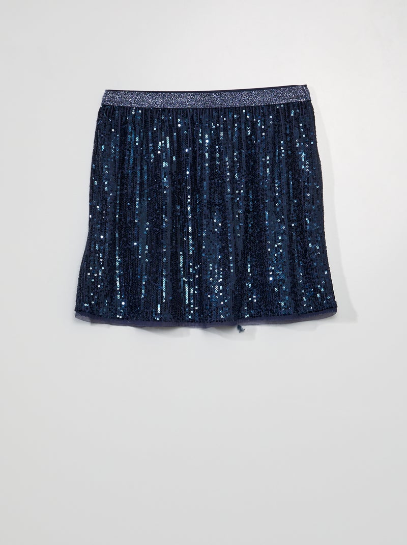 Jupe à sequins évasée - Marine - 12.00€ - Kiabi
