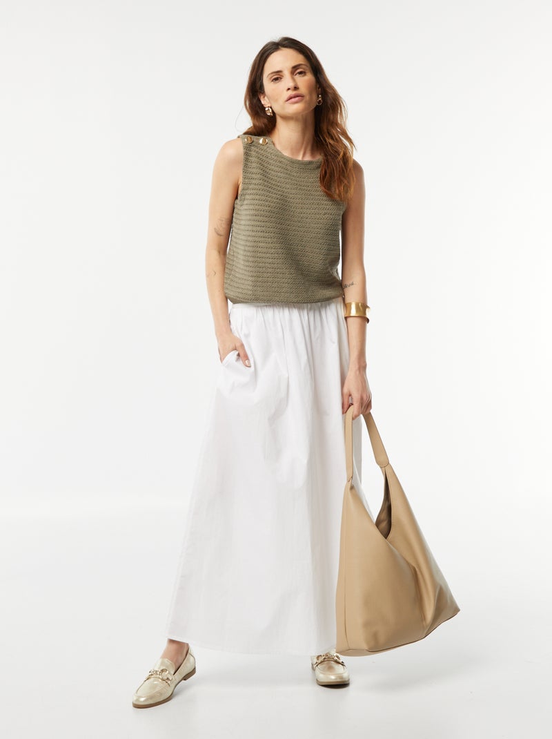 Jupe en popeline large - Blanc - Femme - 15.00€ - Kiabi