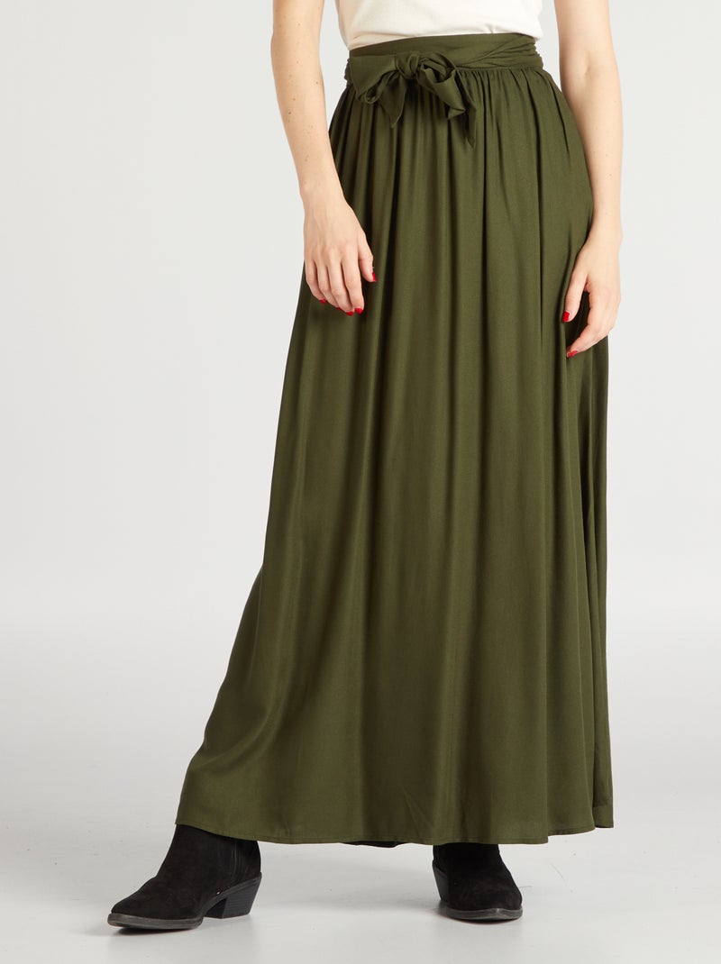 Jupe Longue Avec Ceinture à Nouer Vert Kaki Kiabi 2200€