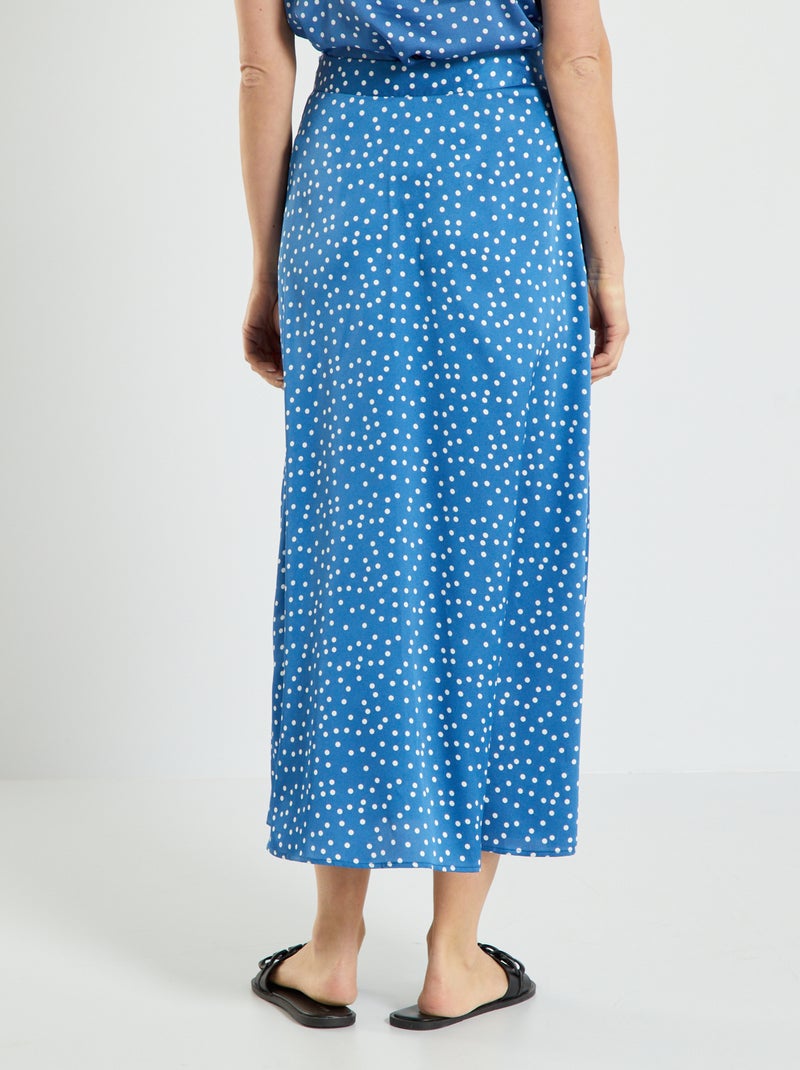 Jupe longue en satin - Bleu - 20.00€ - Kiabi