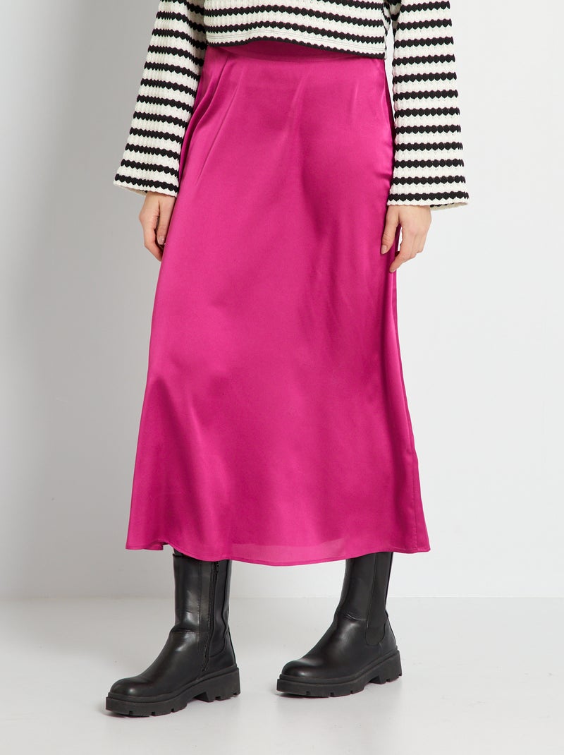 Jupe longue en satin - Fuschia - Kiabi - 20.00€