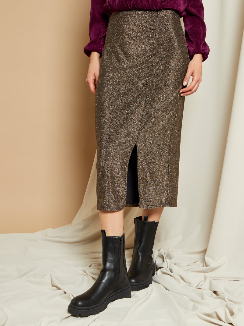 Jupe mi-longue en maille bisou - doré - Kiabi - 18.00€