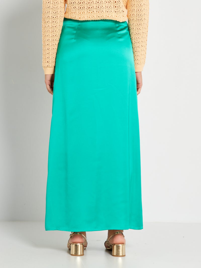 Jupe midi en satin - Vert - 25.00€ - Kiabi