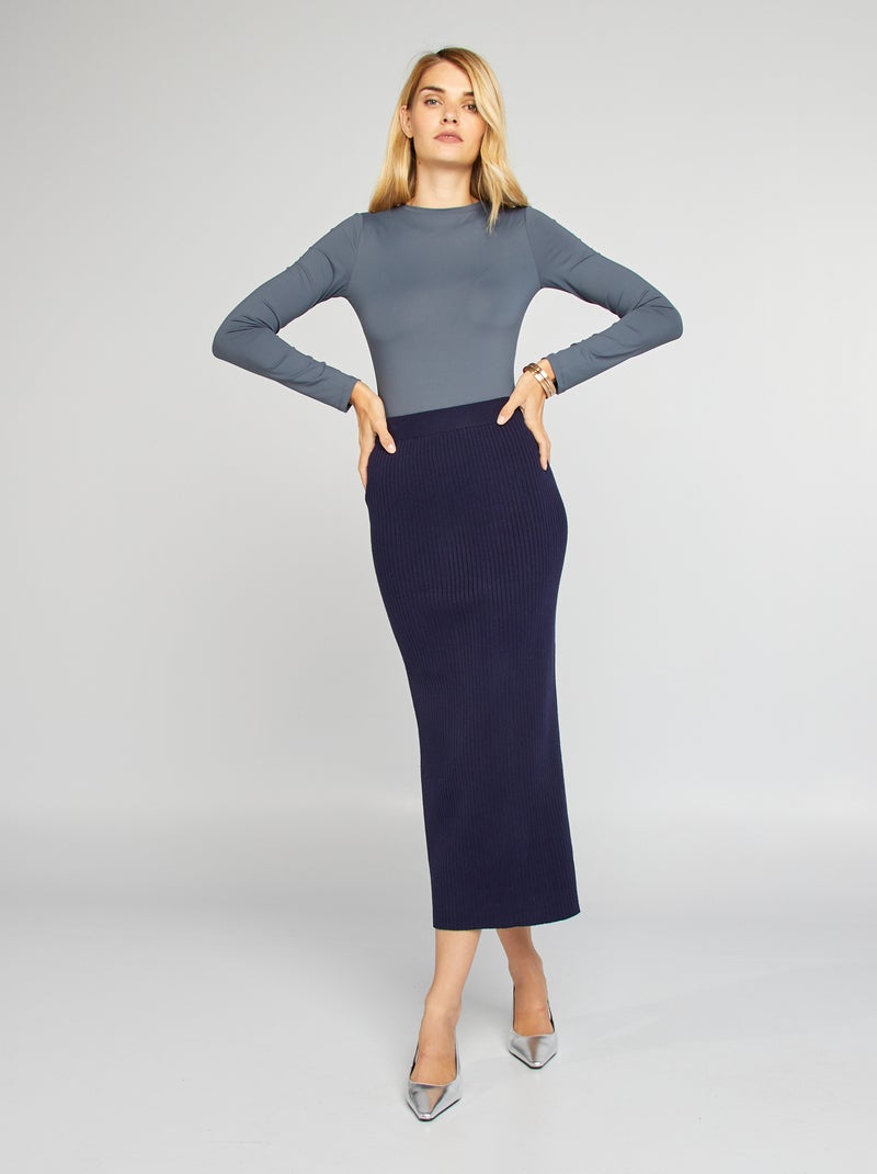 Jupe midi en velours côtelé - Bleu - Kiabi - 15.00€