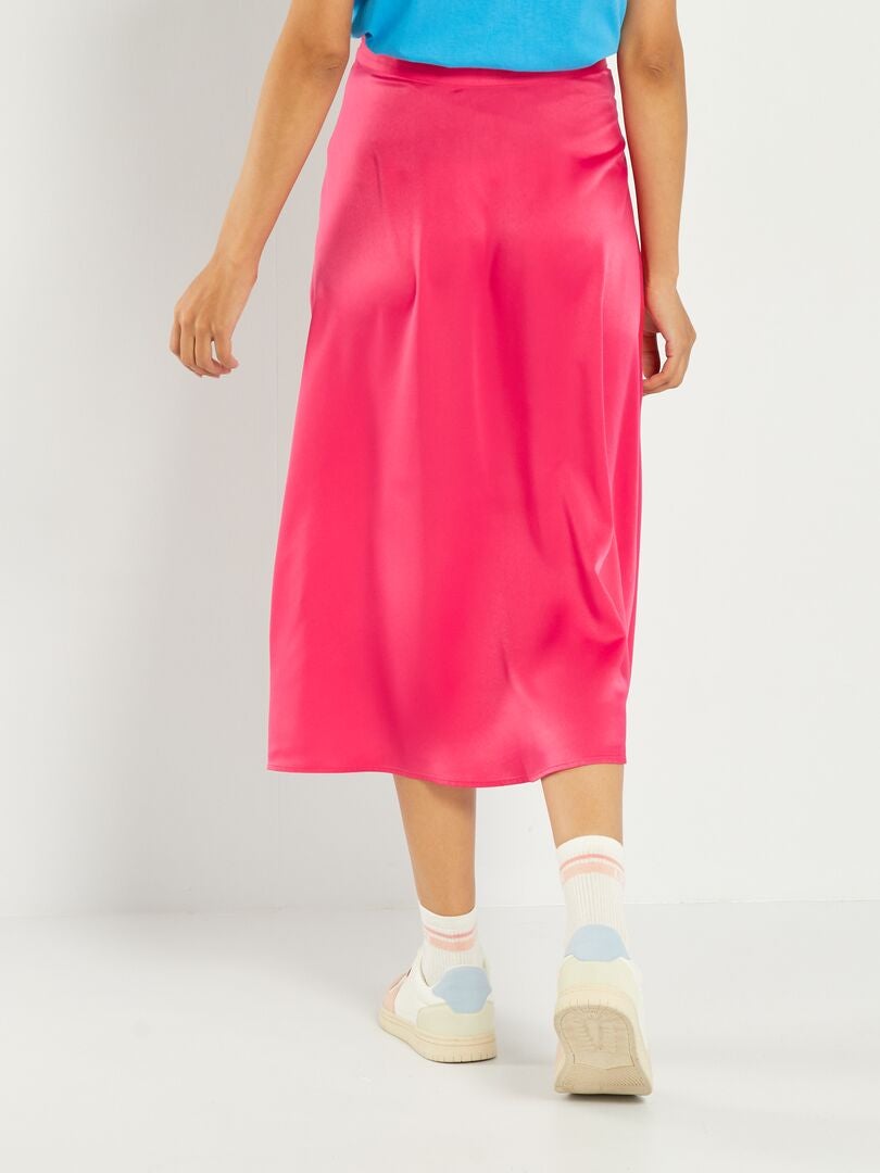 Jupe midi évasée en satin - Rose - Kiabi - 20.00€
