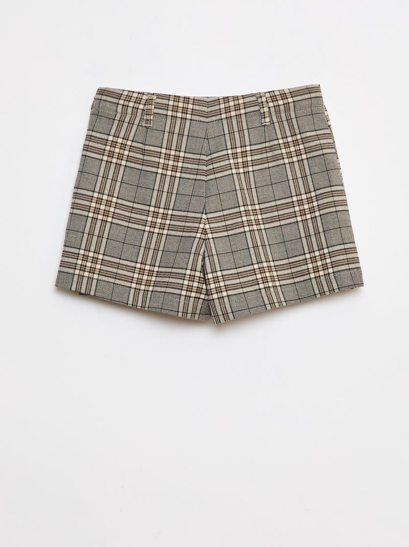 Jupe-short à carreaux - Gris - Fille - 12.00€ - Kiabi