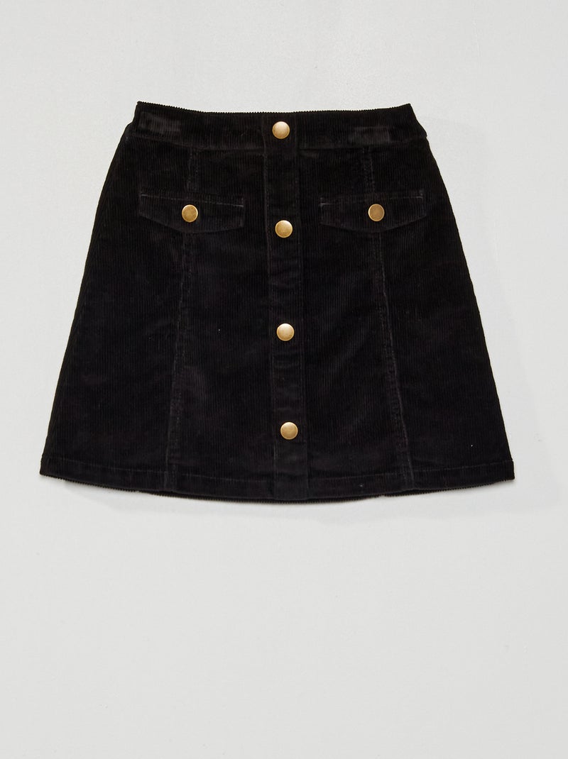 Jupe velours côtelé - noir - 12.00€ - Kiabi