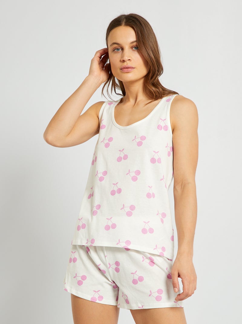 Korte pyjama met singlet + short - 2-delig - WIT - Kiabi - 7.00€