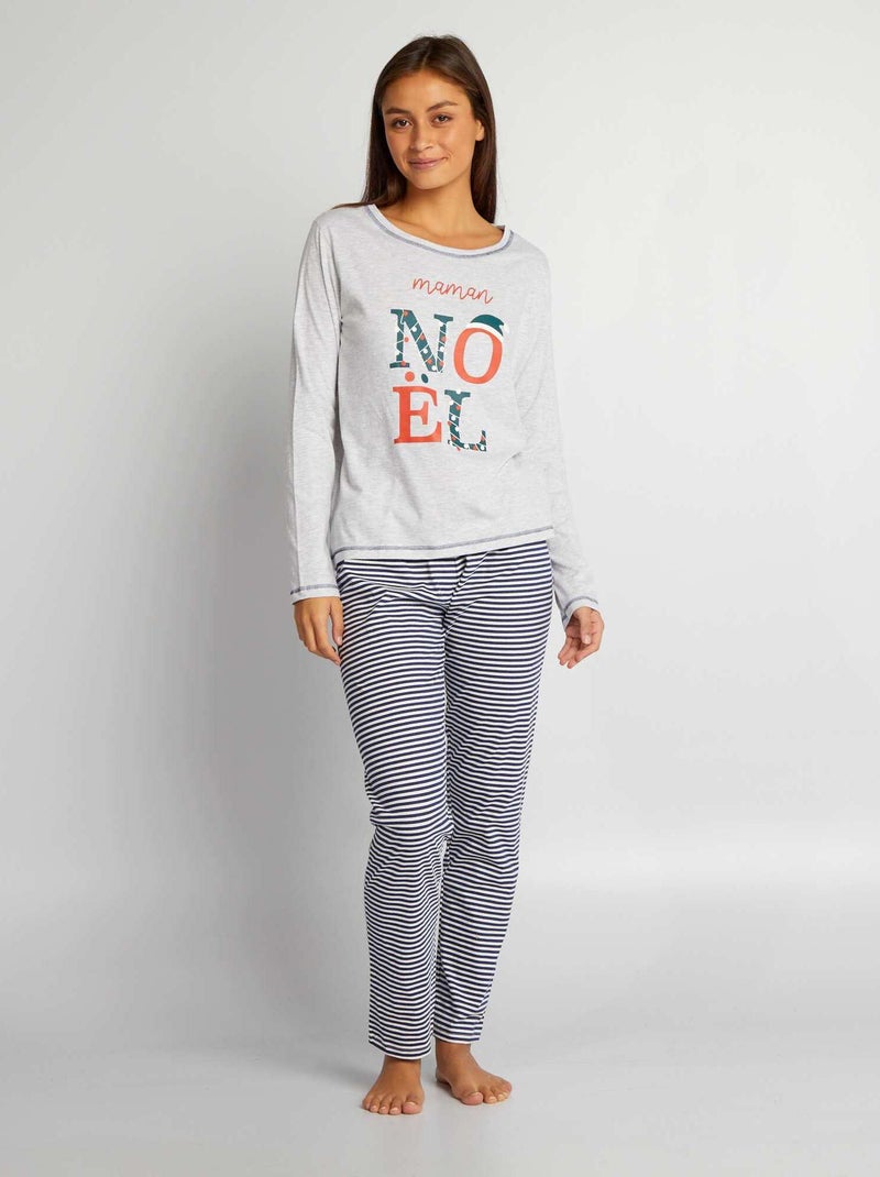 Lang pyjamapak in kerstthema - 2-delig - GRIJS - Kiabi - 24.00€