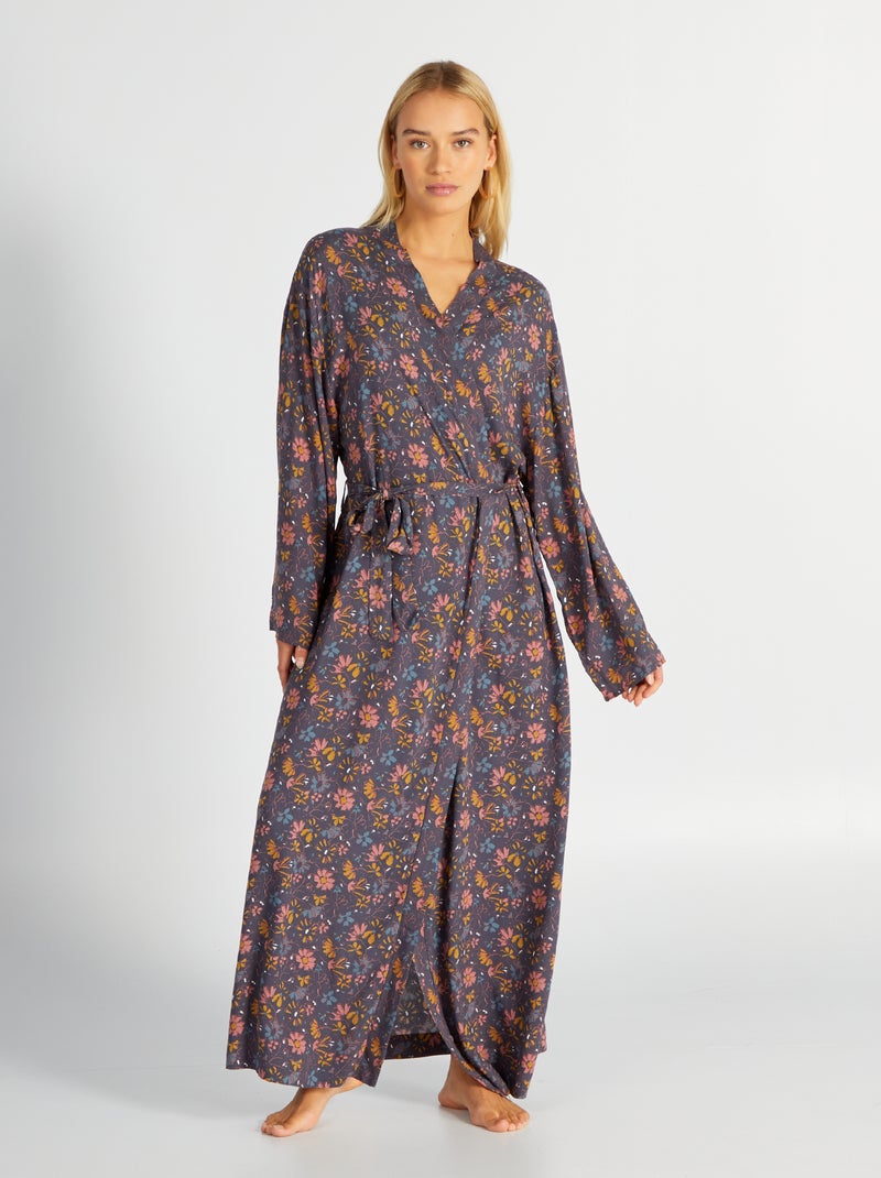 Lange badjas met print - Blauw - 20.00€ - Kiabi