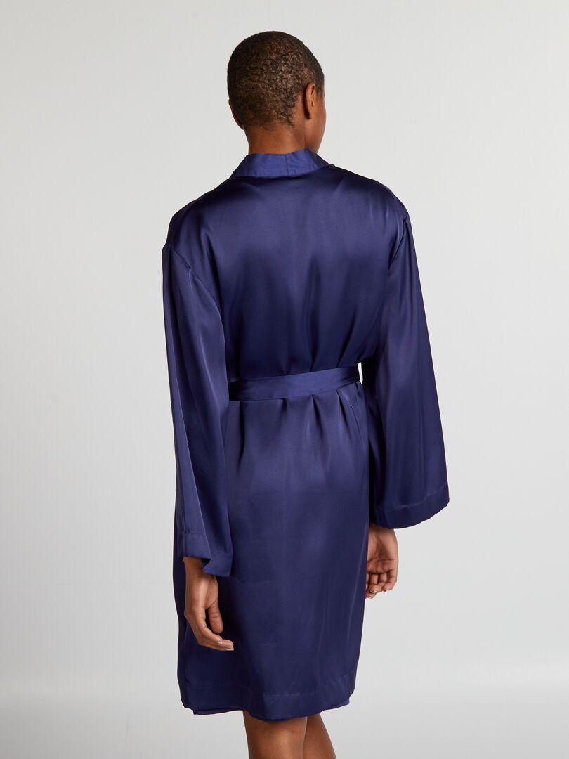 Lange badjas van satijn - BLAUW - Kiabi - 20.00€