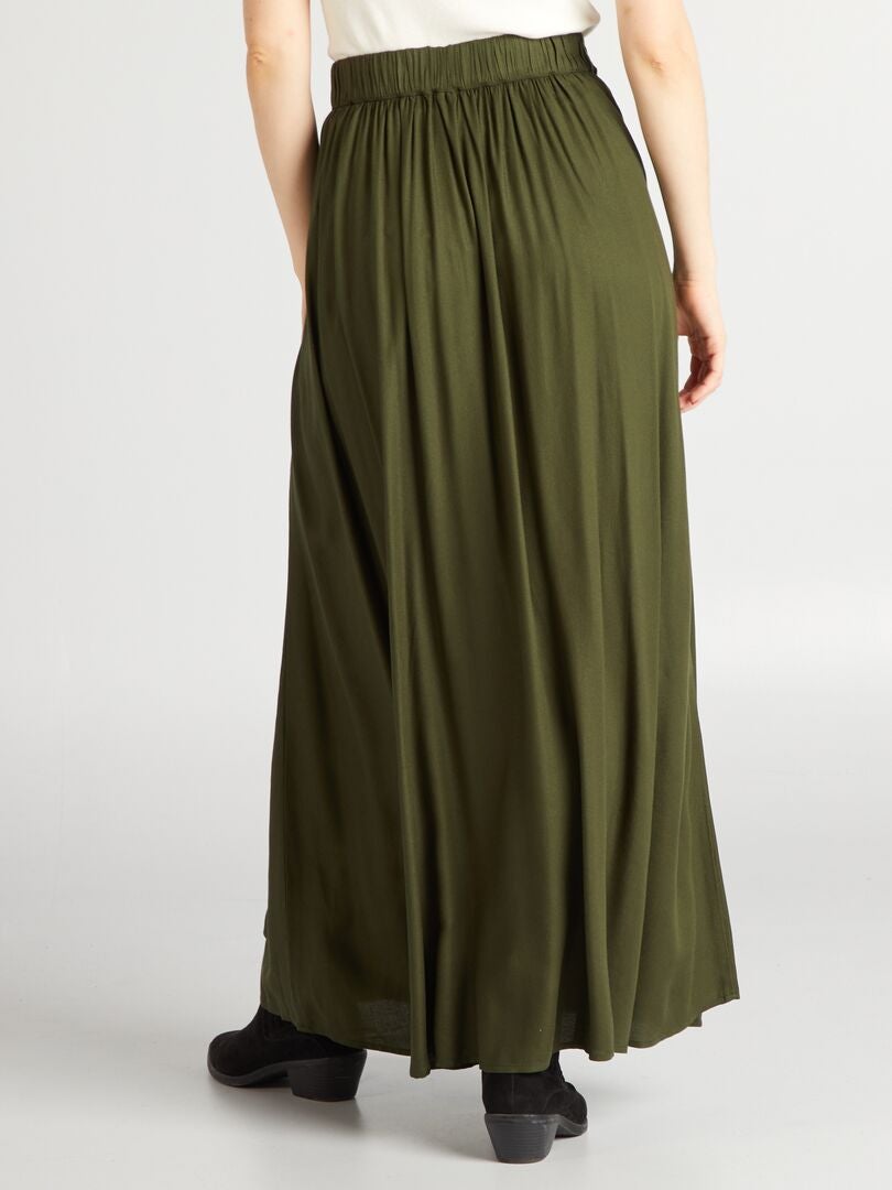 Lange rok met knoopceintuur - GROEN - Kiabi - 17.60€