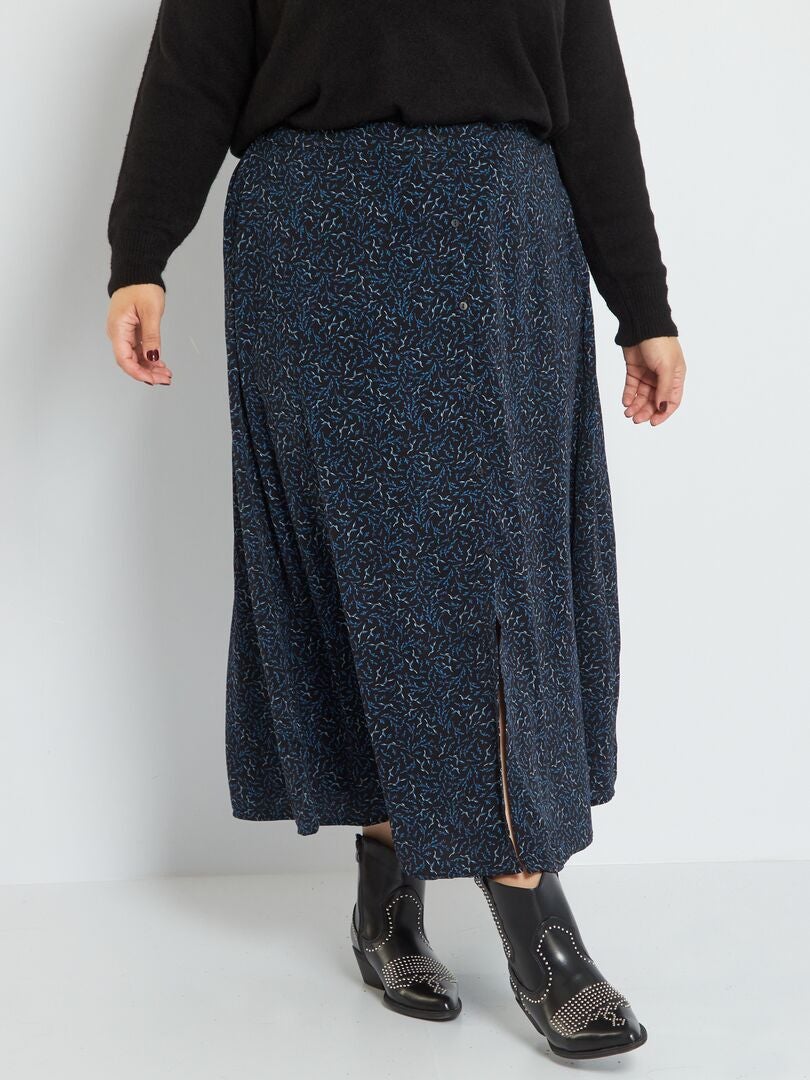Lange rok met print - ZWART - Kiabi - 18.00€