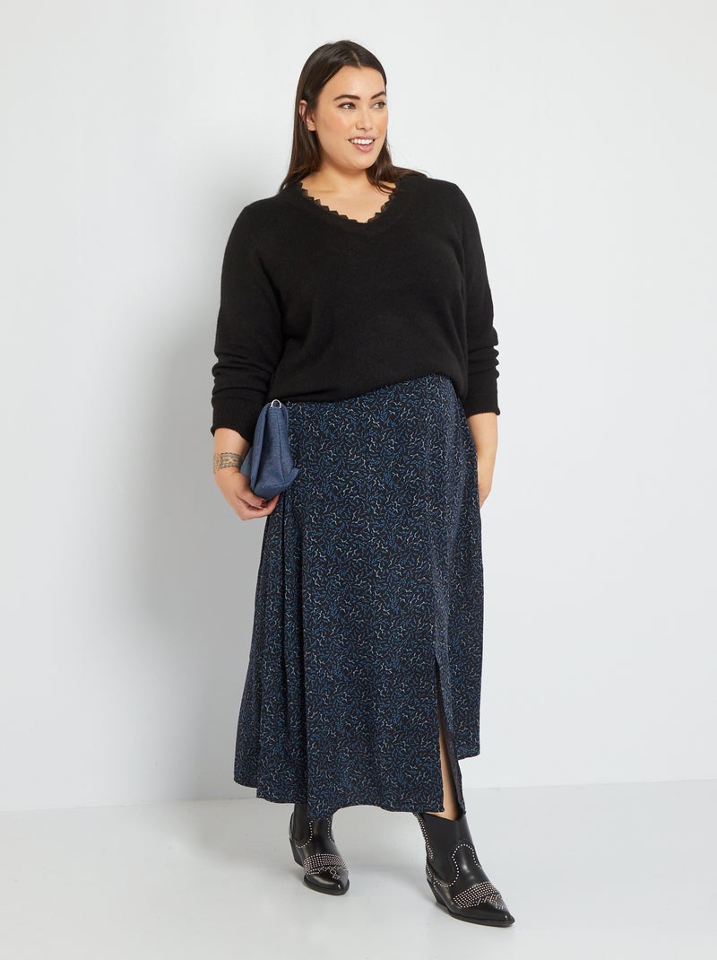 Lange rok met print - ZWART - Kiabi - 18.00€