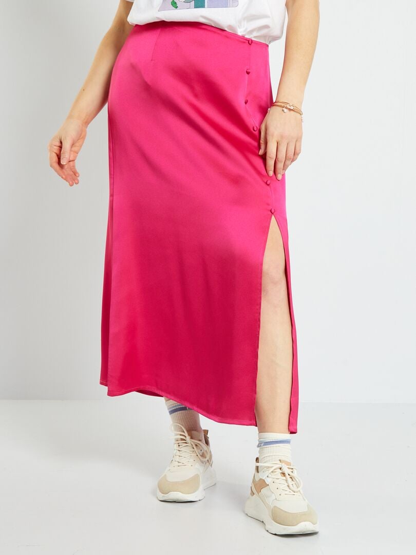 Lange rok met satijnglans - roze - Kiabi - 35.00€