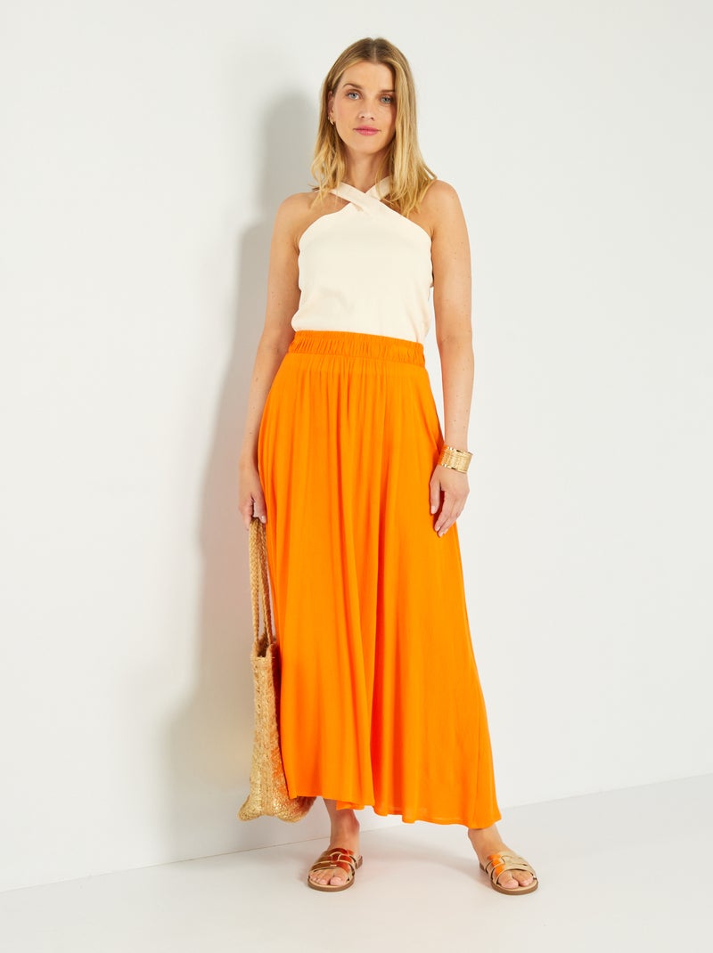 Lange rok met wafeltextuur - ORANJE - Kiabi - 22.00€