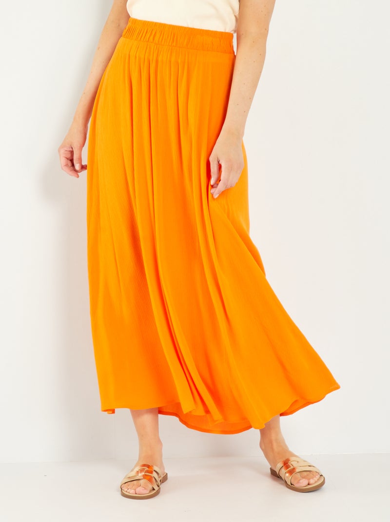 Lange rok met wafeltextuur - ORANJE - Kiabi - 22.00€