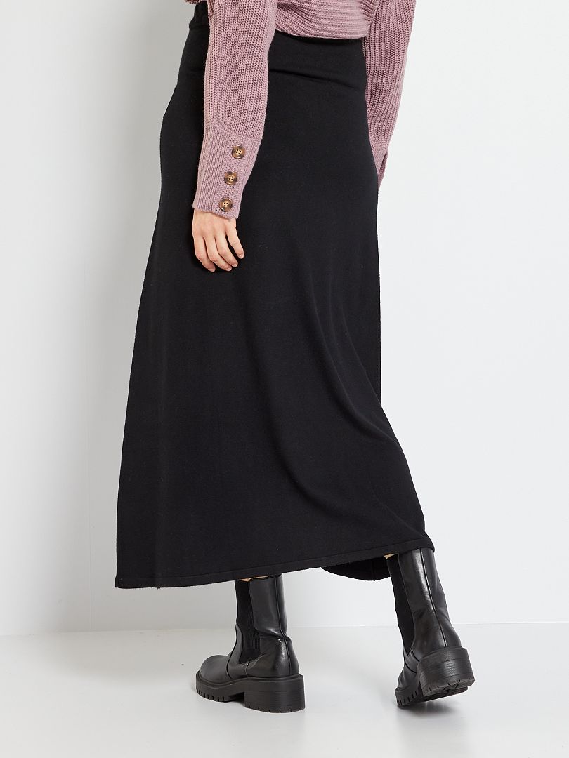 Lange rok van tricot - ZWART - Kiabi - 10.00€