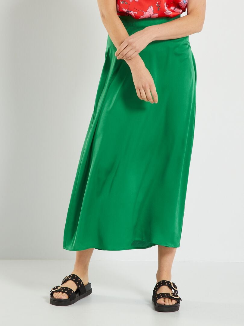 Lange satijnen rok - groen - Kiabi - 20.00€