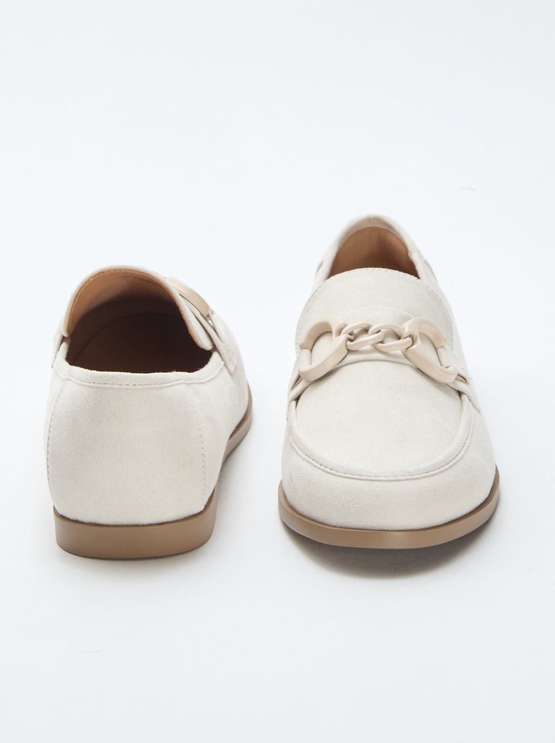 Loafers van suèdine met sieraaddetail op de wreef - Biege - Dame - 15. ...