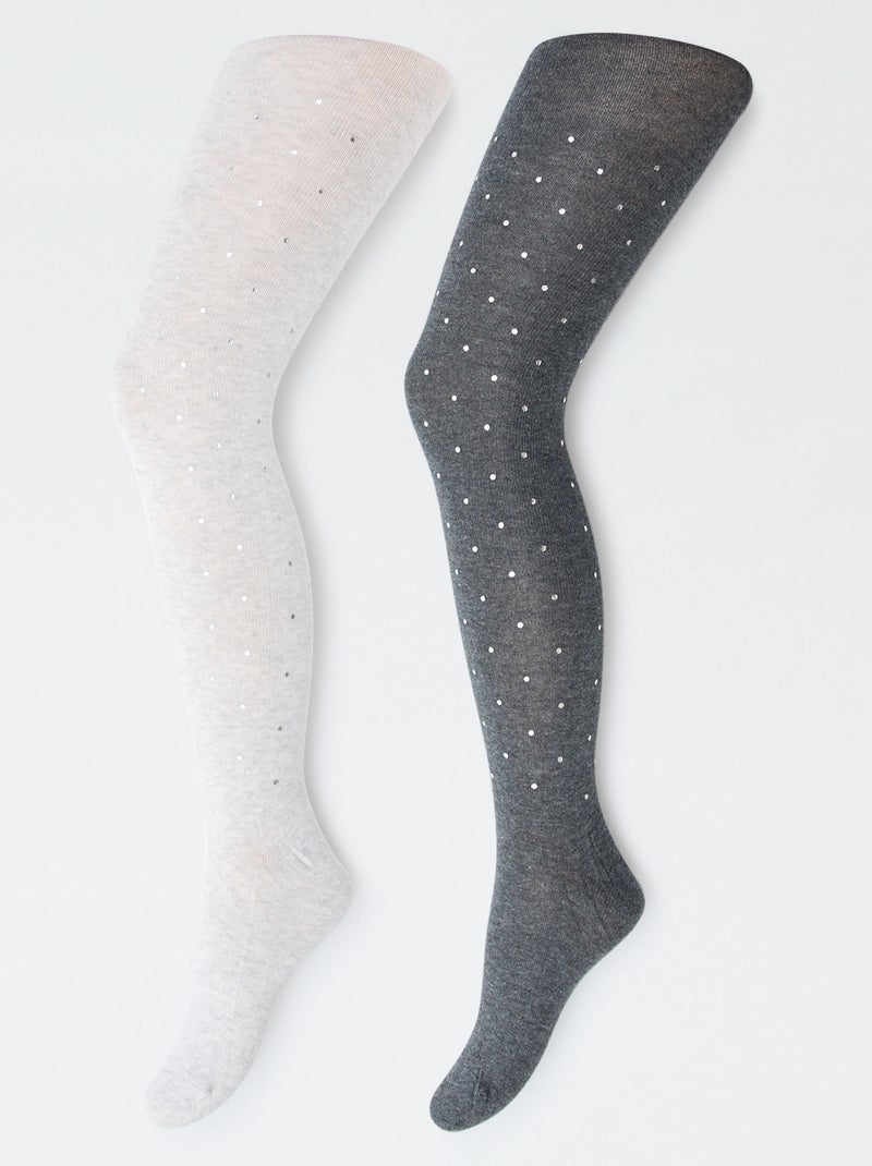 Lot de 2 collants 'neige' - Gris - Fille - 10.00€ - Kiabi