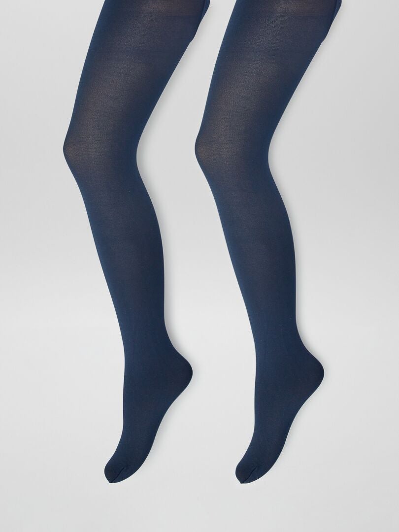 Lot de 2 paires de collants opaques - Bleu - Kiabi - 6.00€