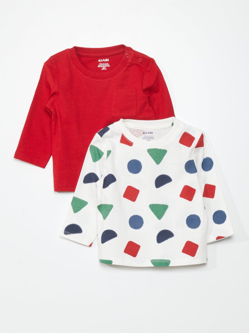 Lot de 2 t-shirts en jersey - Rouge - 7.00€ - Kiabi