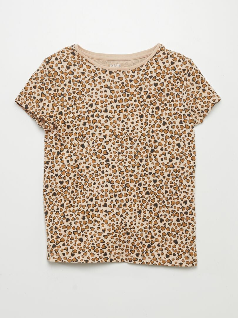 Lot de 2 tee-shirts à message - Rouge/léopard - Kiabi - 6.00€