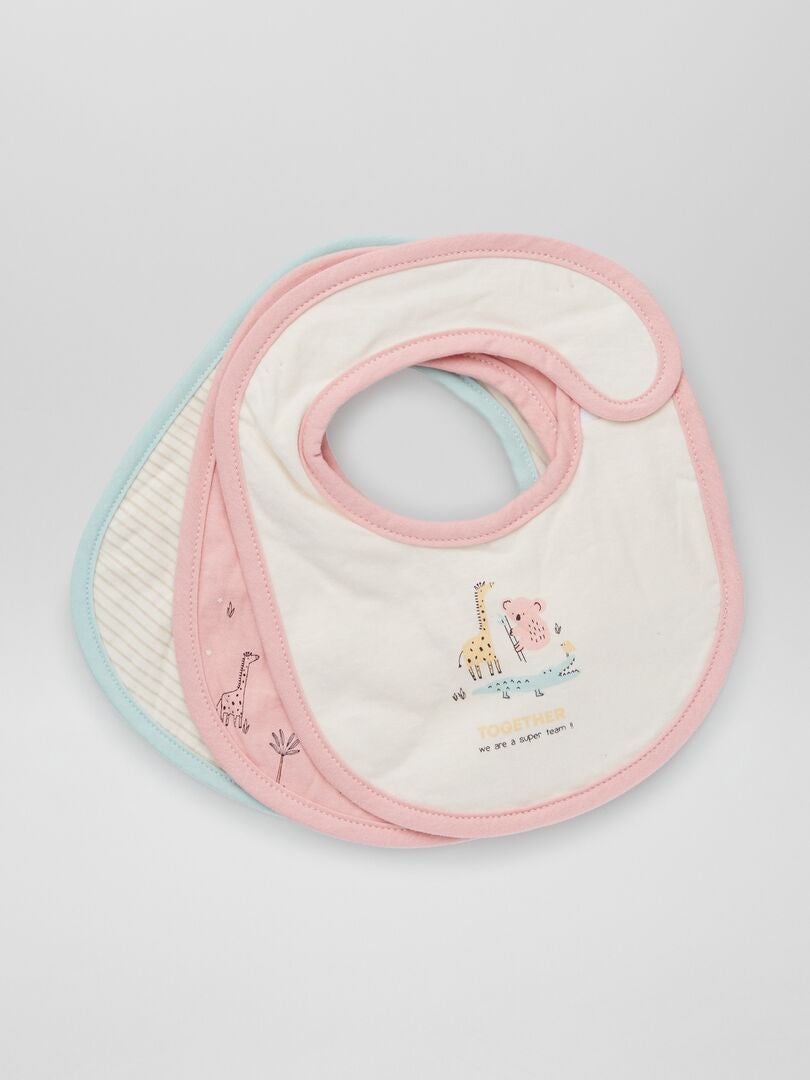 Lot de 3 bavoirs éponge forme ronde - ROSE - Kiabi - 6.00€