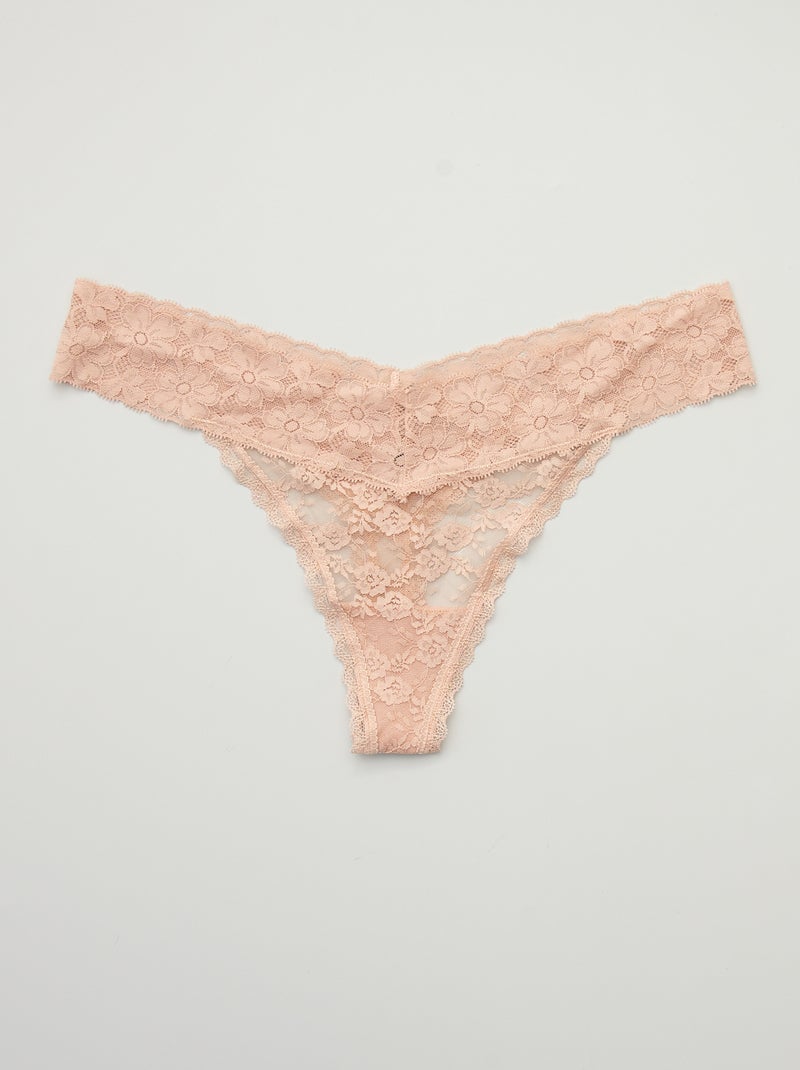 Lot de 3 strings dentelle - rose/marron clair/marron - Femme - 9.00 ...