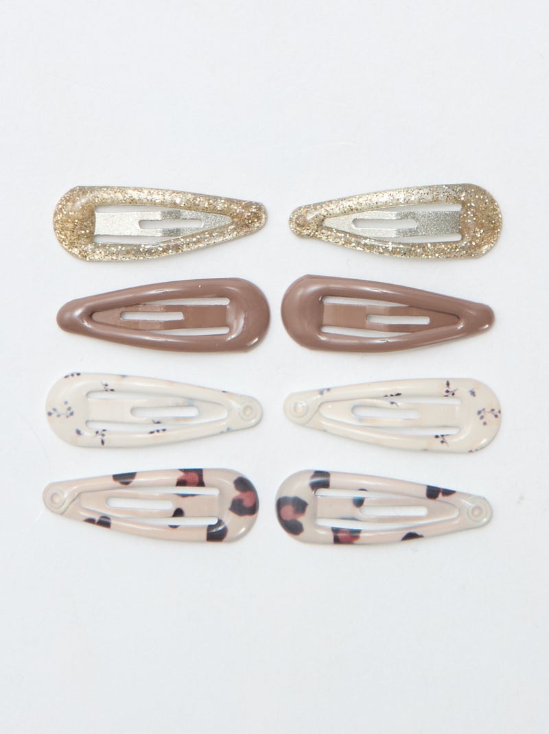 Lot de 8 mini pinces clic clac - Marron - 2.50€ - Kiabi