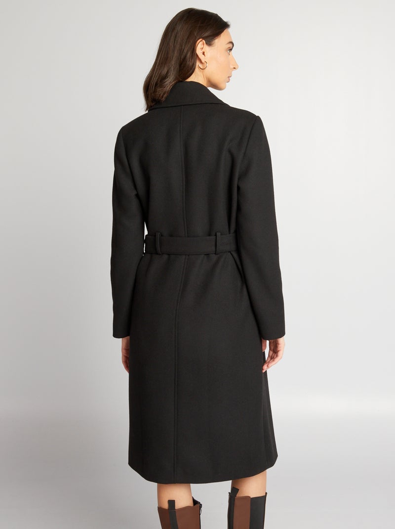 Manteau long ceinturé - noir - Kiabi - 49.00€