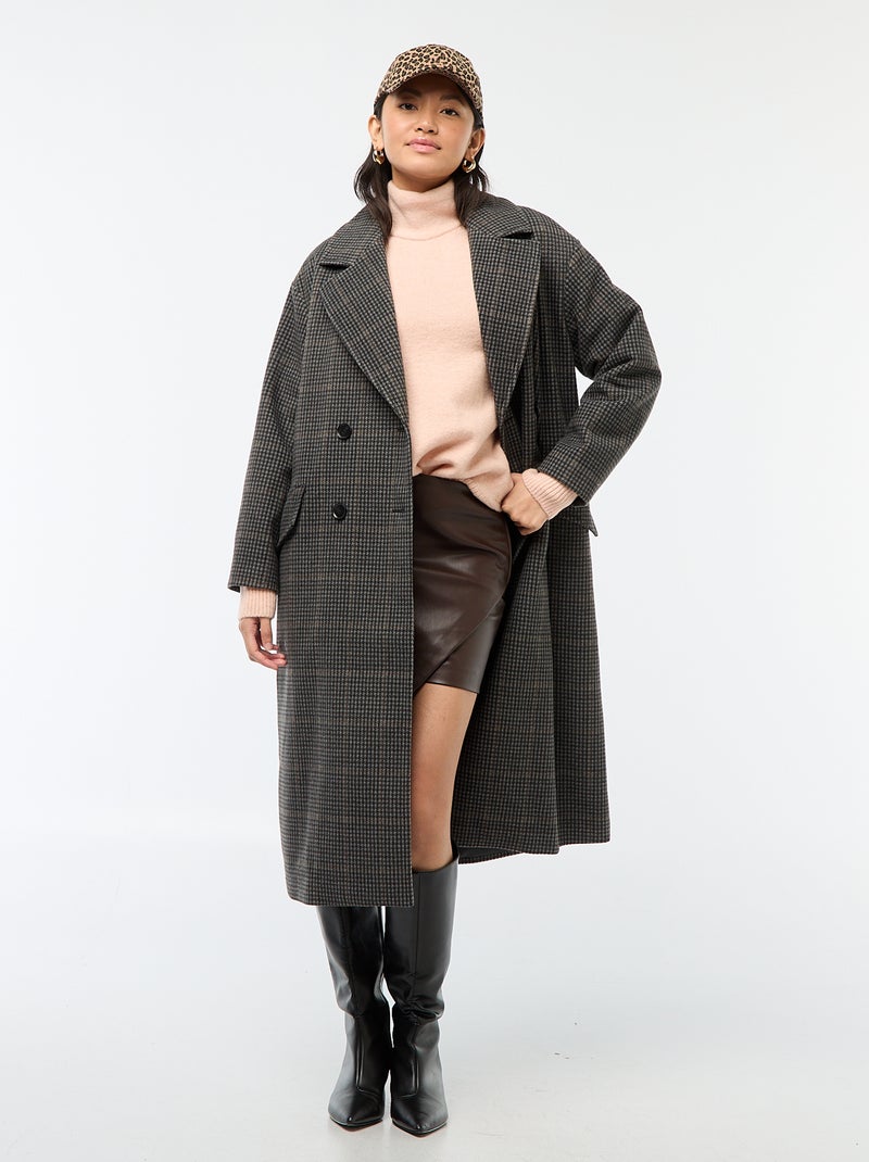 Manteau long façon lainage - Gris - Femme - 55.00€ - Kiabi