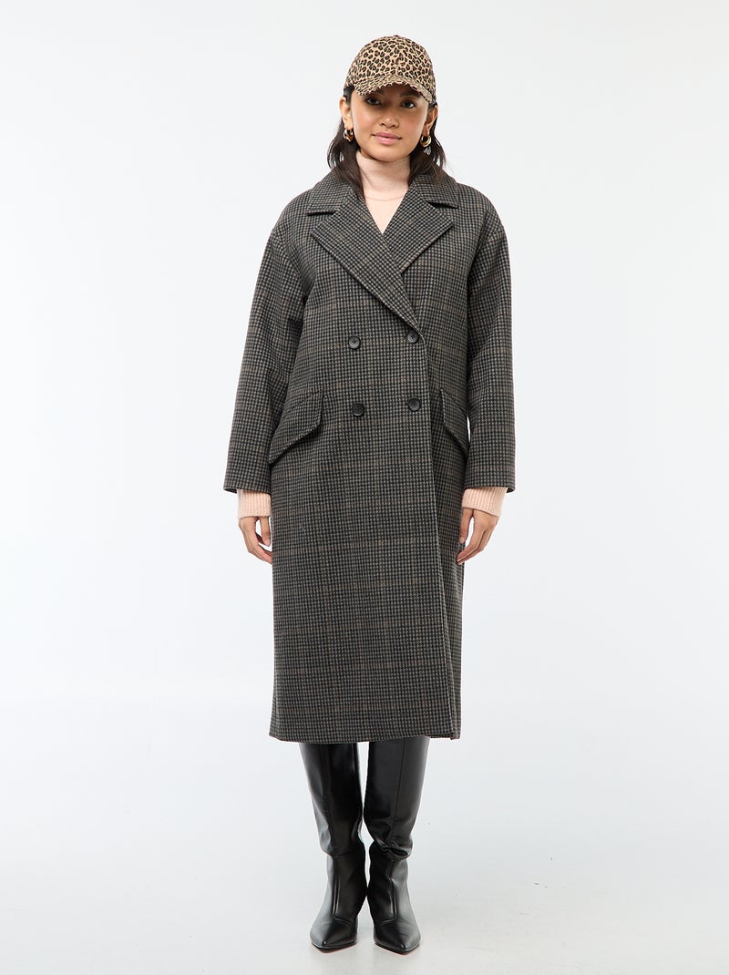Manteau long façon lainage - Gris - Femme - 55.00€ - Kiabi