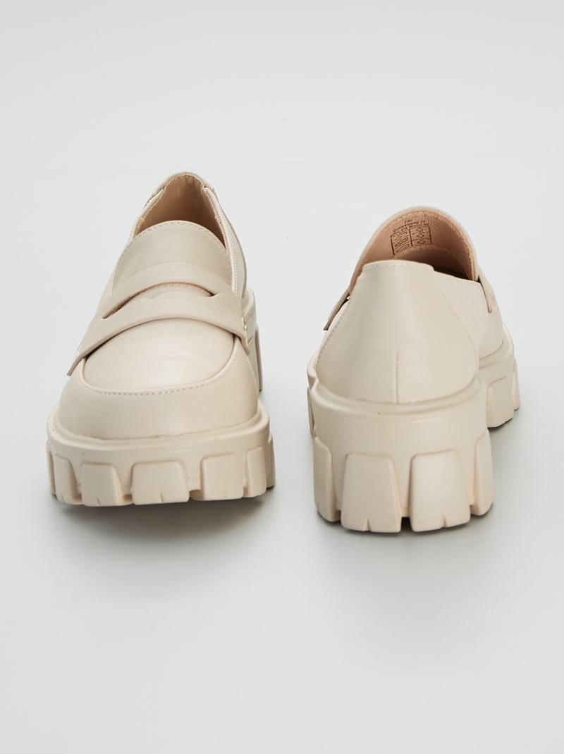 Mocassins en simili semelles épaisses - Ecru - Kiabi - 28.00€
