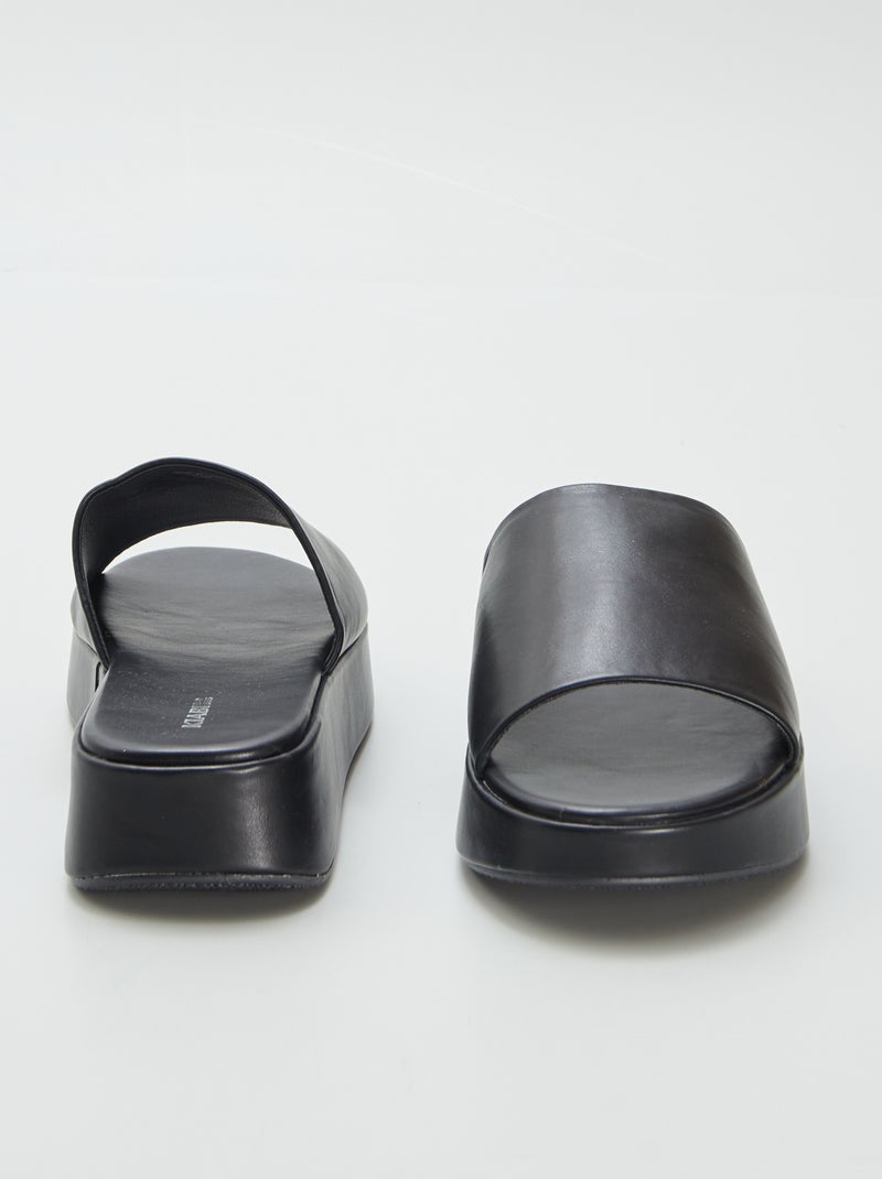 Mules compensées en simili - Noir - Femme - 20.00€ - Kiabi