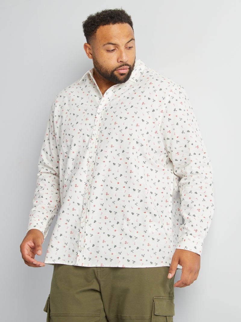 Overhemd van Oxford-katoen met kerstprint - WIT - Grote Maten - 20.00 ...