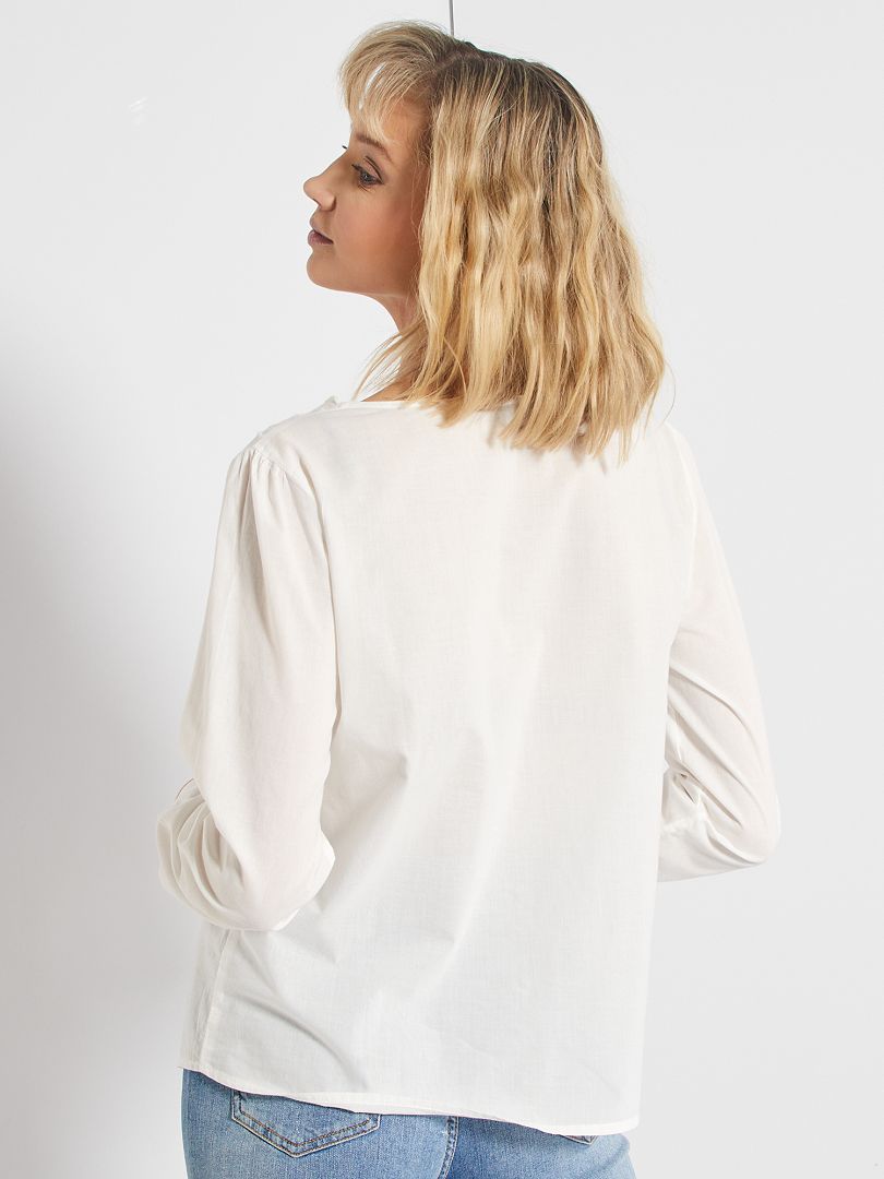 Overhemdblouse met borduurwerk - WIT - Kiabi - 12.00€