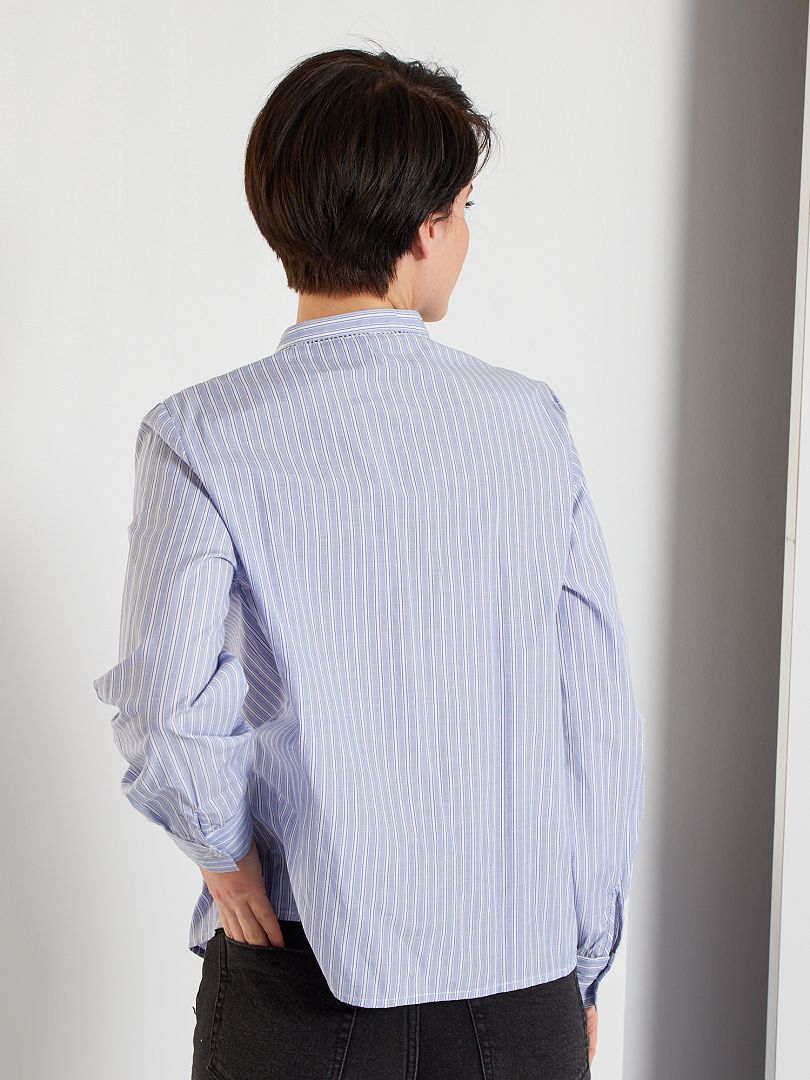 Overhemdblouse met Victoriaanse kraag en Engels borduurwerk - Beige - Kiabi - 18.00€