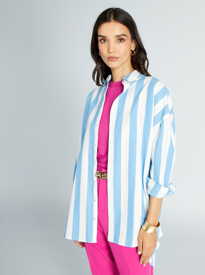 Oversized poplin overhemd - BLAUW - Kiabi - 18.00€