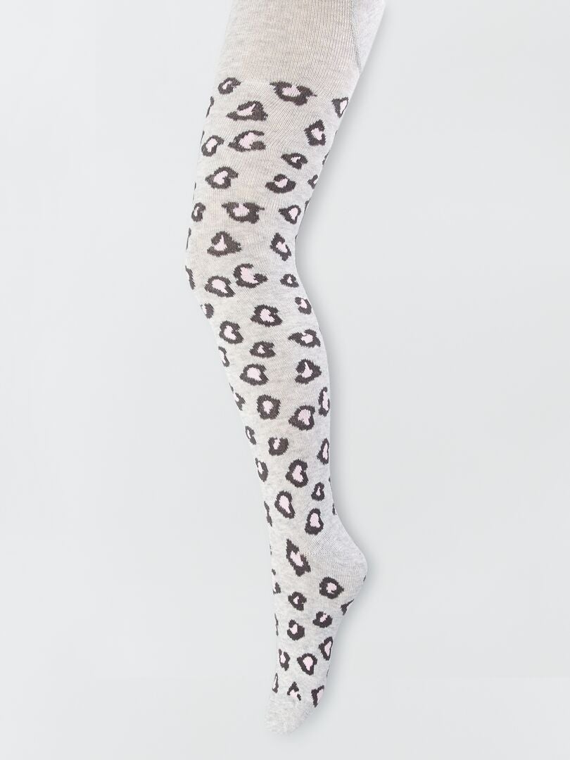 Paire de collants imprimé 'léopard' - gris - Kiabi - 6.00€