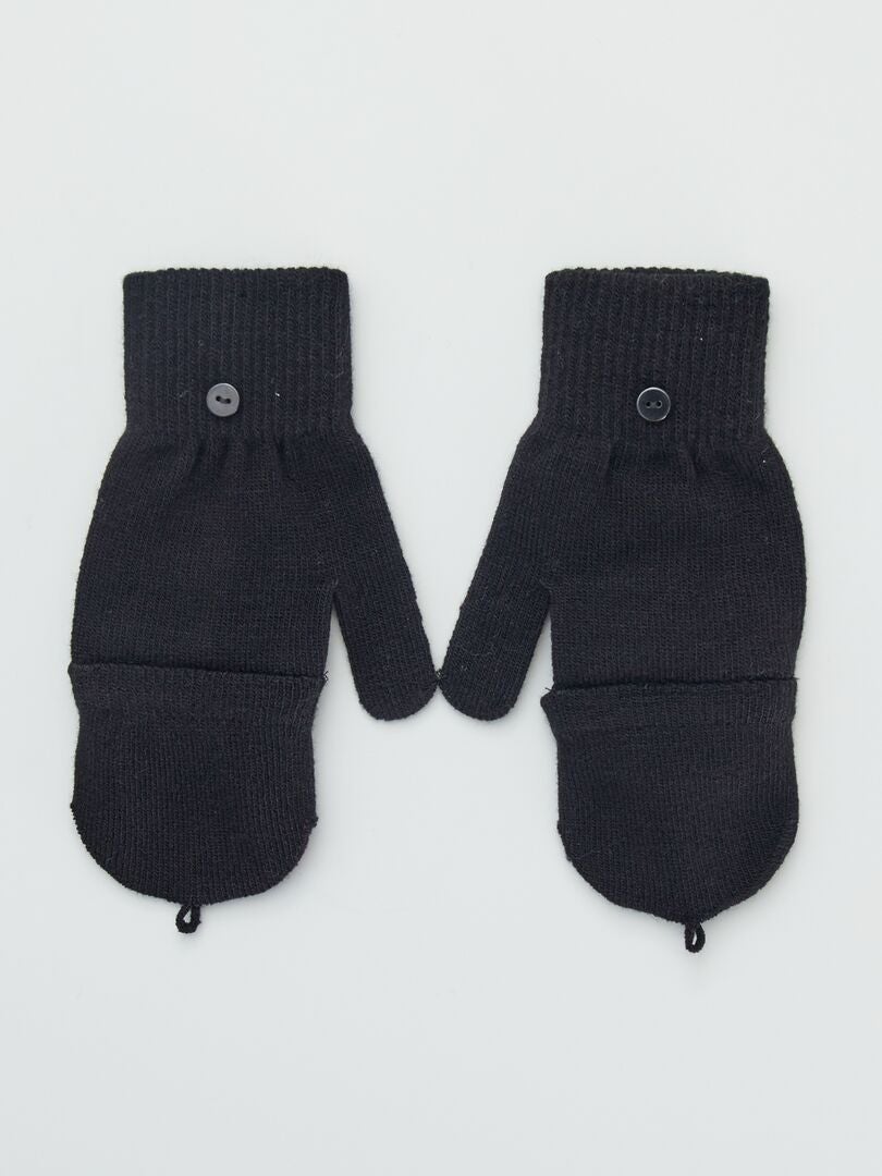 Paire de mitaines avec capuchon - noir - Kiabi - 3.50€