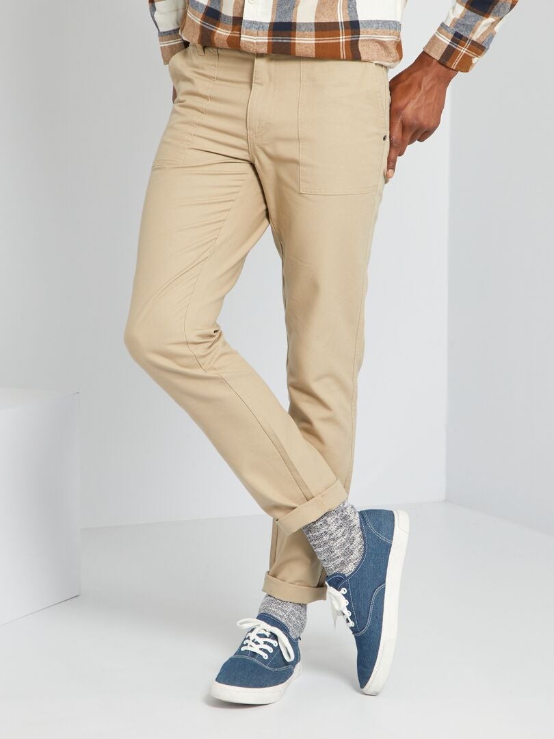 Pantalon en toile - slim - Beige - Kiabi - 22.00€
