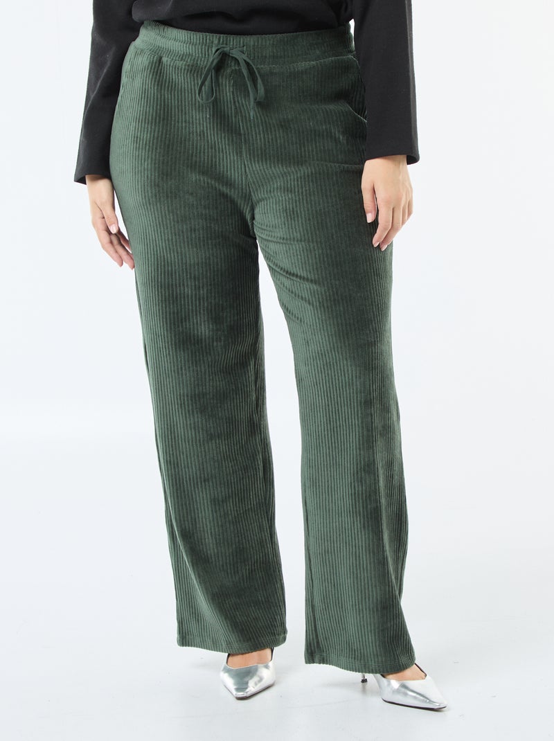 Pantalon jogging en velours côtelé - Vert - Grandes tailles - Femme ...