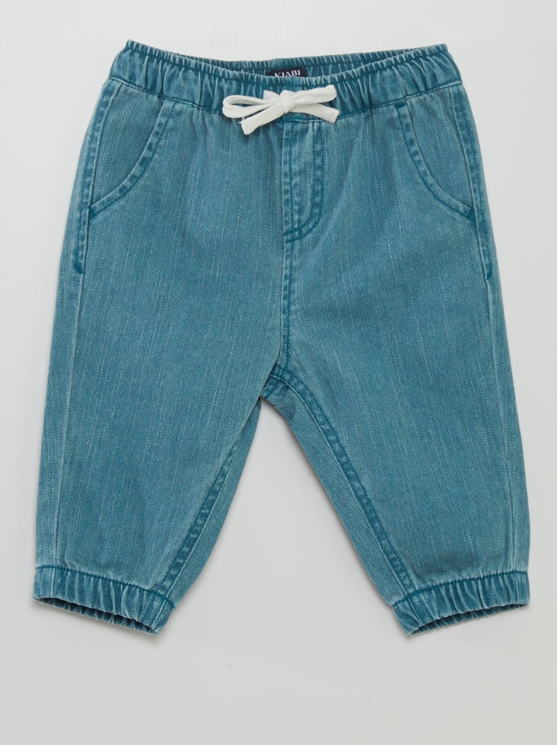 Pantalon paperbag en jean - Bleu - Kiabi - 10.00€