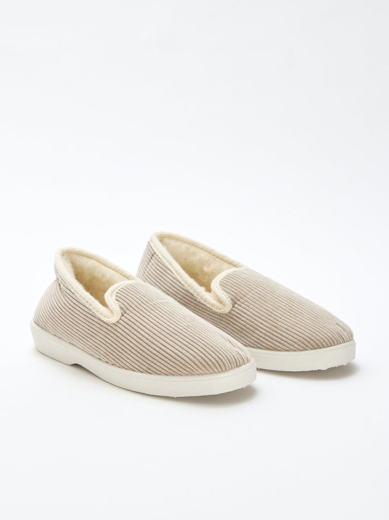 Pantoffels van geribbelde wol - Grijs - Dame - 12.00€ - Kiabi