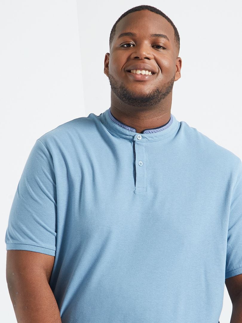 Polo col mao - bleu grisé - Kiabi - 13.00€