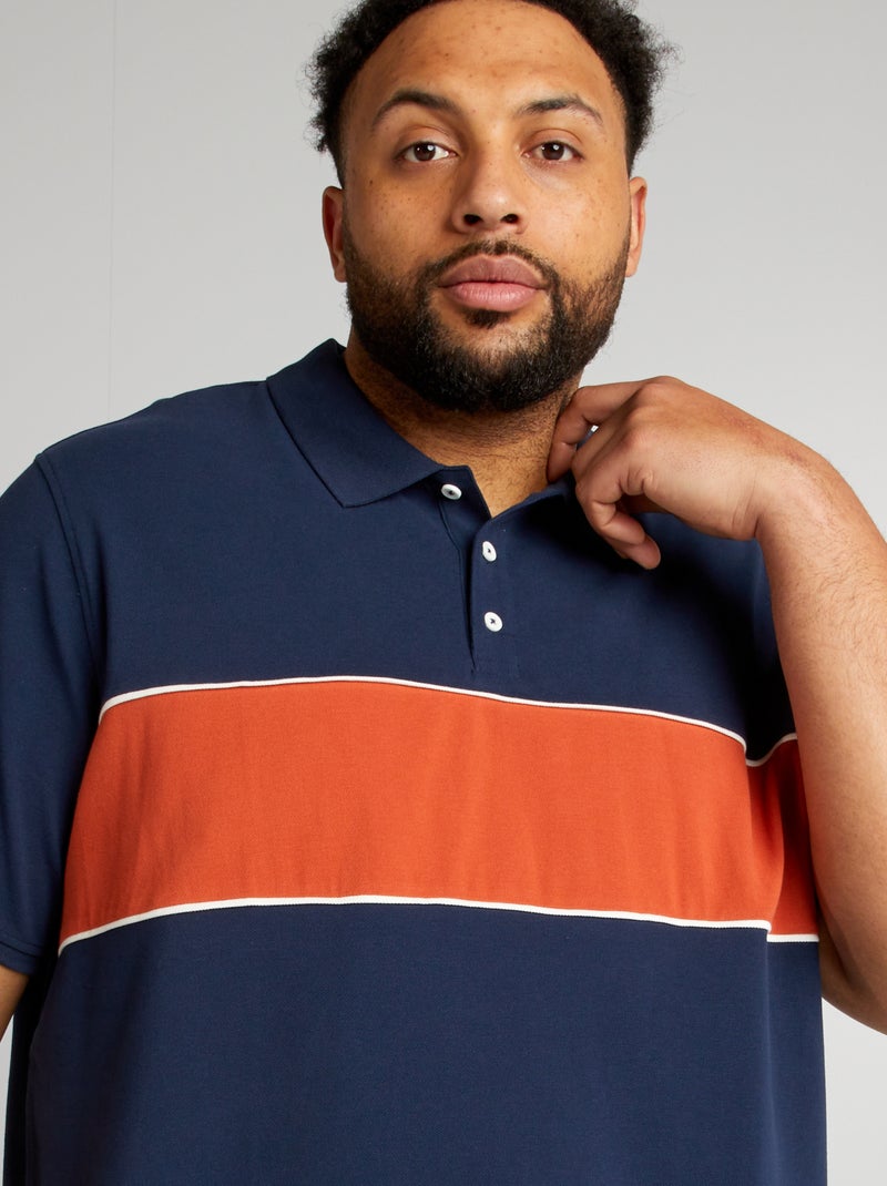 Polo en coton effet rugby - orange - Kiabi - 15.00€