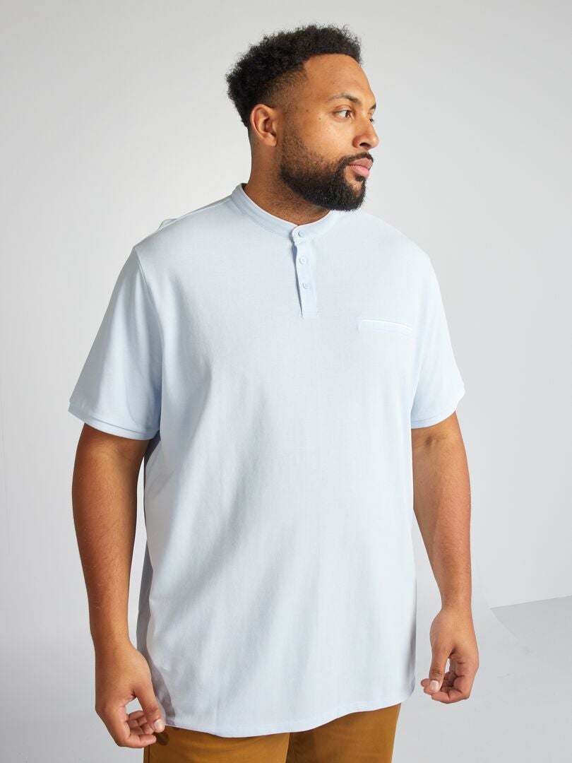 Polo en piqué de coton à col - Bleu ciel - Kiabi - 15.00€